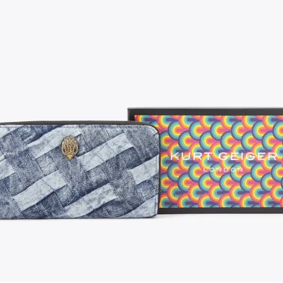 Kurt Geiger | Bags | Kurt Geiger Nwt Denim Woven Long Wallet Wbox ...